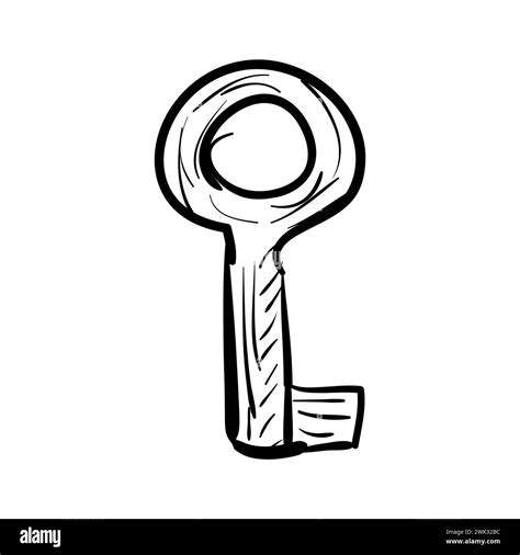 Art Illustration Abstract Hand Draw Vector Symbol Icon Of Key Secure