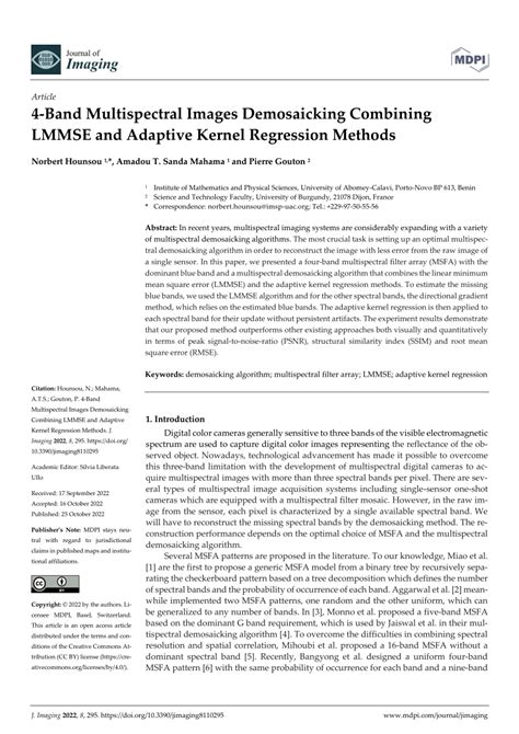 Pdf 4 Band Multispectral Images Demosaicking Combining Lmmse And