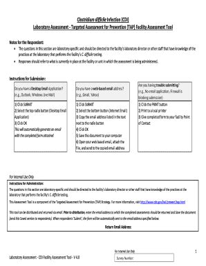 Fillable Online Cdc CDI Lab Assessment TAP Tool CDI Cdiff Fax Email Print PdfFiller