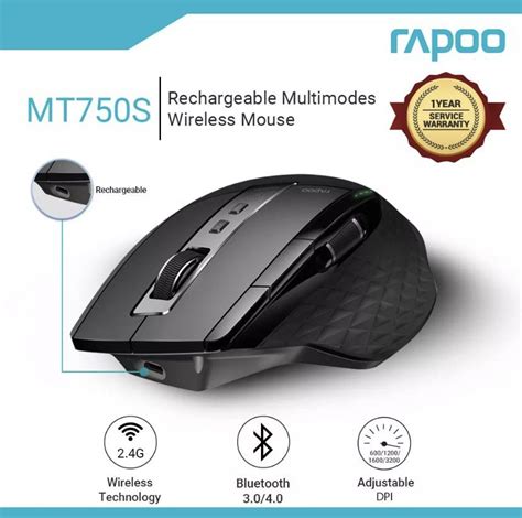 Rapoo MT750S Rechargeable Multimode Wireless Mouse, Computers & Tech ...