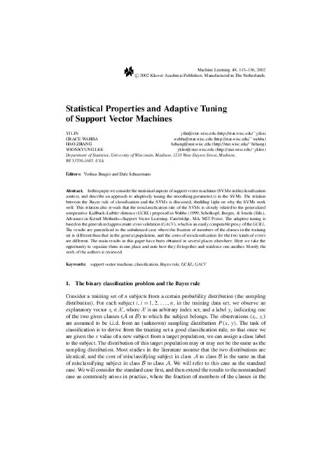pdf statistical properties and adaptive tuning of support vector machines