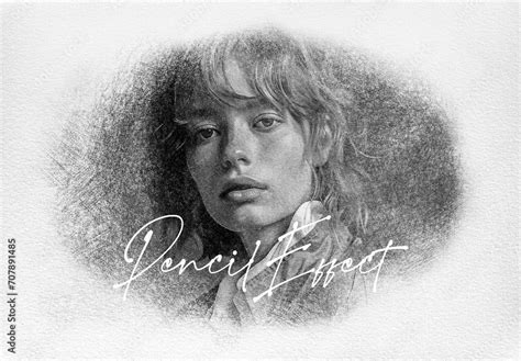 Pencil Drawing Photo Effect Mockup With Generative Ai Stock Template Adobe Stock