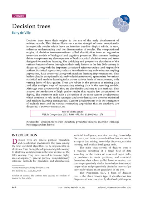 Wires Computational Stats 2013 De Ville Decision Trees Pdf