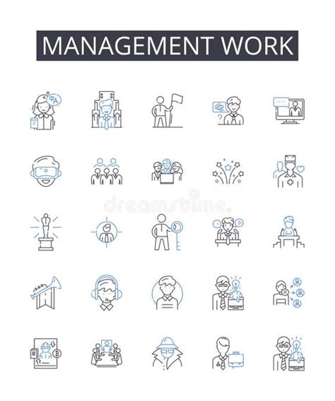 Management Work Line Icons Collection Security Protection Encryption
