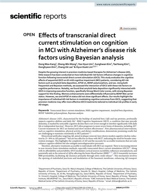 Pdf Effects Of Transcranial Direct Current Stimulation On Cognition In Mci With Alzheimers