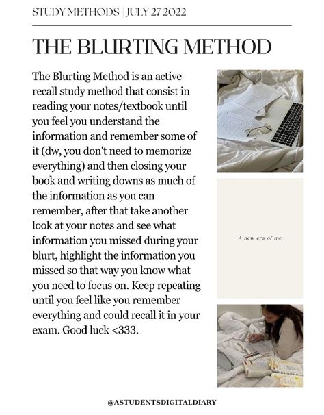 Study Method The Blurting Method Study Tips For Students Study Tips