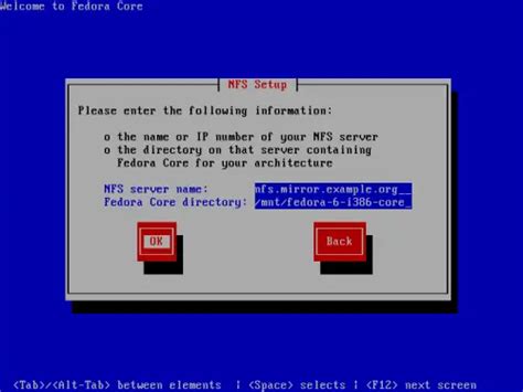 Fedora Core 6 Installation Guide 7 5 NFS Installation Setup