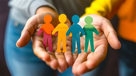 Colorful Paper People Figures In Hands Symbolizing Unity And Diversity