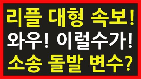 리플 코인 전망 와우 이럴수가 소송 돌발 변수 Youtube