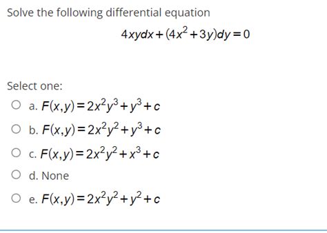 Solved Solve The Following Differential Equation