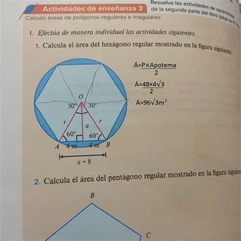 Calcula El área Del Hexágono Regular Mostrado En La Figura Siguiente