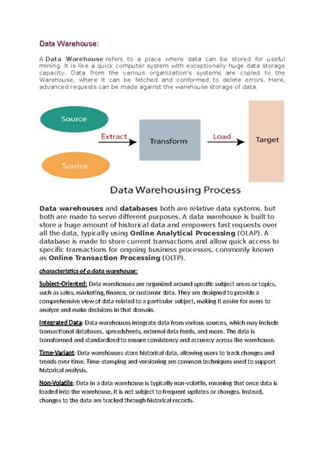 Data Warehouse Unit 1 Dwdm Notes Data Warehouse A Data Warehouse Refers To A Place Where