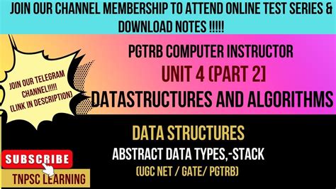 Data Structures Abstract Data Types Stack Unit 4 Part 2 Pgtrb Net Youtube