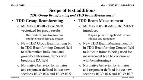 March Additions To Group Beamforming In Support Of Beam Measurement For MmWave Distribution