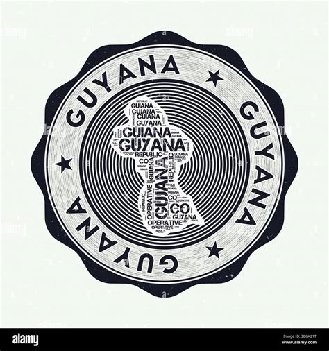 Guyana Seal Country Round Logo With Shape Of Guyana And Country Name