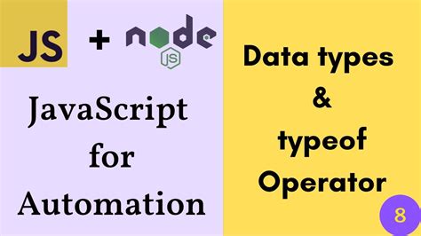 Javascript For Testers Data Types And Use Of Typeof Operator Youtube