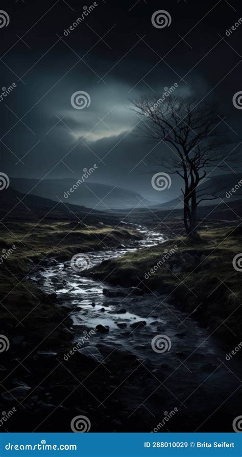 Dark And Somber Landscape Generative Ai Stock Illustration Illustration Of Season Moody