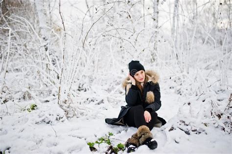 Beautiful Brunette Girl In Winter Warm Clothing Stock Image Image Of