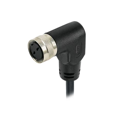 M pins A code female right angle molded cable shielded PUR C C AWG mm² brass wit