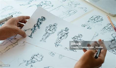 애니메이터 디자이너 개발 그래픽 포즈 캐릭터 공상 과학 로봇 만화 일러스트 애니메이션 비디오 게임 영화 제작 애니메이션 디자인 스튜디오를 만드는 그리기 스케치 개발을 설계