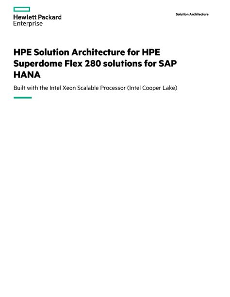 Hpe Solution Architecture On Hpe Superdome Flex 280 Solutions For Sap Hana