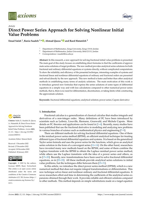 pdf direct power series approach for solving nonlinear initial value
