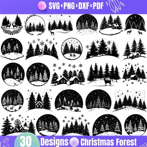 Snowy Tree Svg Etsy