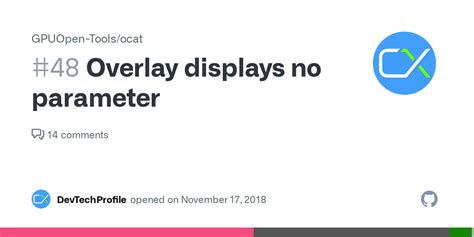 Overlay Displays No Parameter · Issue 48 · Gpuopen Toolsocat · Github