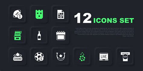 온라인 포커 테이블 게임 현금 자동 입출금기 및 돈 와인 한 병 카지노 칩 슬롯 축구 베팅 복권 및 말굽 아이콘을 설정합니다 벡터 0명에 대한 스톡 벡터 아트 및 기타