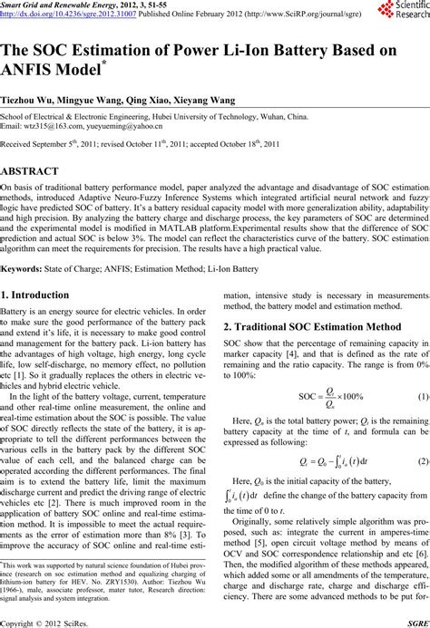 The Soc Estimation Of Power Li Ion Battery Based On Anfis Model