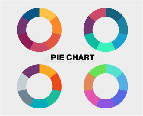 Colorful 4 Set Pie Chart Percentage Graph Design Infographic Vector 3d Pie Chart Stock Vector