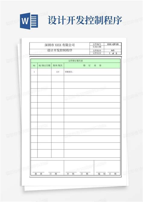 设计开发控制程序Word模板下载 编号lbbdwxym 熊猫办公