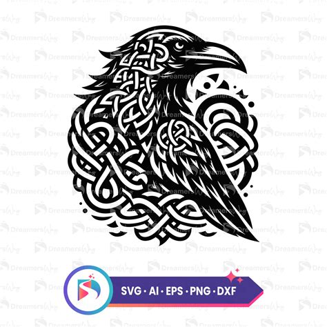 Celtic Raven Svg Crow Black Vector Illustration Crow Svg Files For