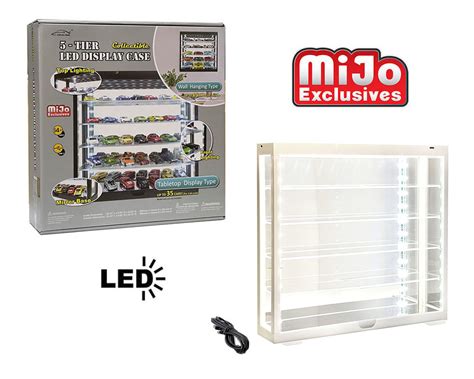 Showcase 5 Tier Led Display Case Desktop Or Wall Mount White Case