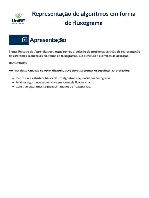 Representação De Algoritmos Em Forma De Fluxograma Pdf Pdf Algoritmos Dados