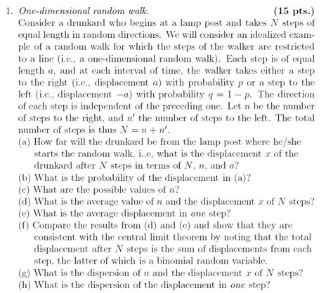 solved 1 one dimensional random walk 15 pts consider a