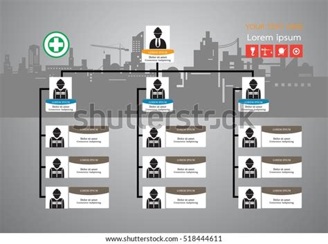 Construction Organization Chart Info Graphics เวกเตอร์สต็อก ปลอดค่า