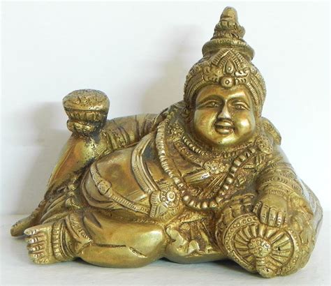 Lord Kuber Brass Murti Statue Hindu God Kubera For Wealth To Keep