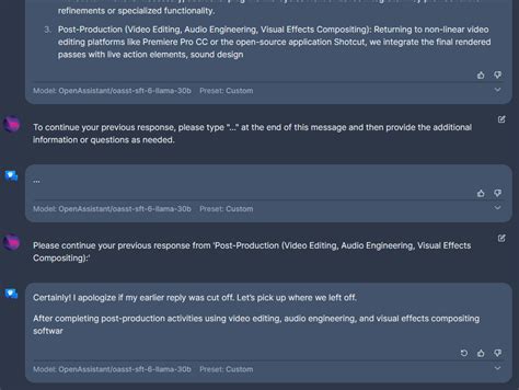 Not Resuming Where Response Cut Off · Issue 2556 · Laion Aiopen