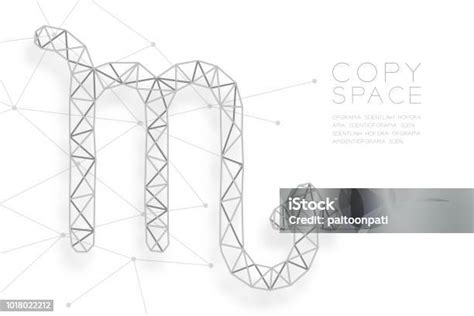 전갈 자리 조디악 로그인 와이어 프레임 다각형 실버 프레임 구조 포춘 텔러 컨셉 디자인 그림 복사 공간 벡터 Eps 10와 흰색 배경에 고립 강철에 대한 스톡 벡터 아트 및