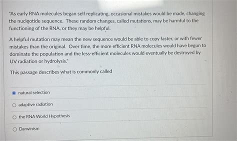 Solved As Early Rna Molecules Began Self Replicating