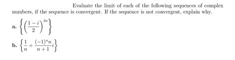 solved evaluate the limit of each of the following sequences