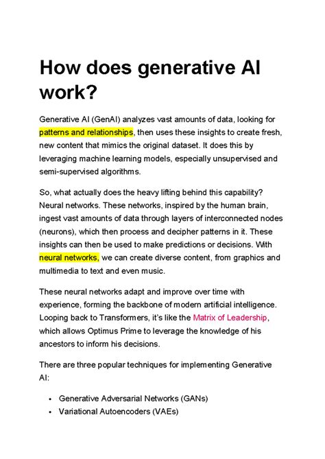 How Does Generative AI Work How Does Generative AI Work Generative AI GenAI Analyzes Vast