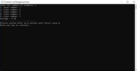 how to calculate average using arrays in c program