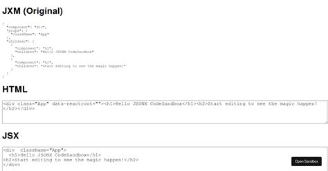 Jsonx Output Codesandbox