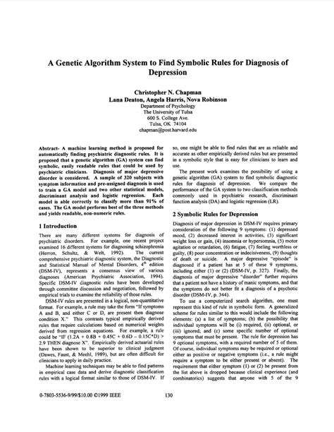Pdf A Genetic Algorithm System To Find Symbolic Rules For Diagnosis