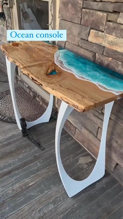 ocean theme console table with cleo metal table legs custom in white
