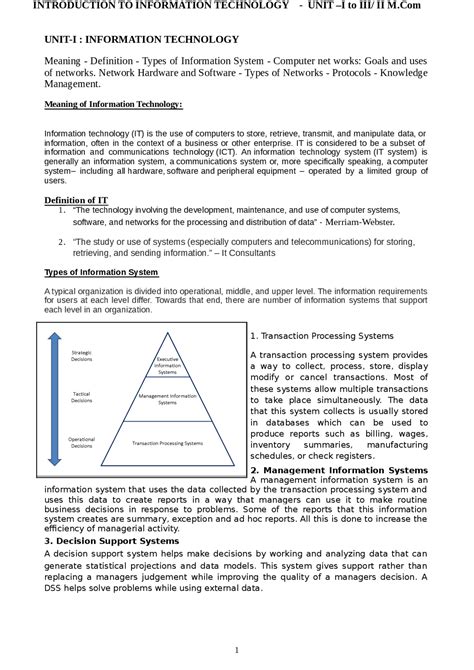 Introduction To Information Technology Docsity