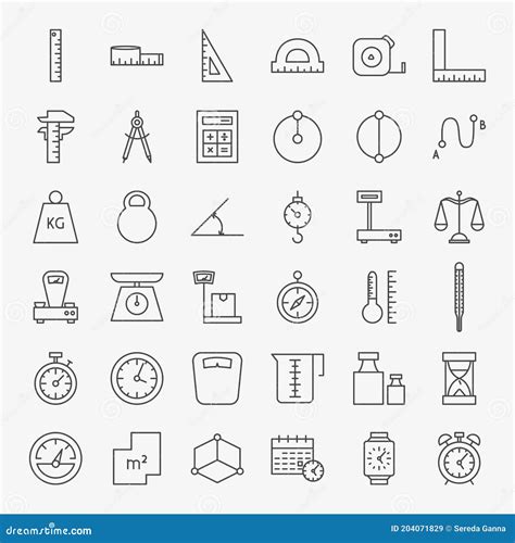 Measure Line Icons Collection Dimension Calculate Quantify Evaluate Meter Scale