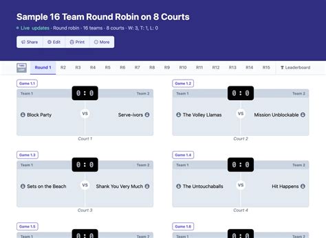 16 Team Round Robin Generator Free Printable Pdf And Csv